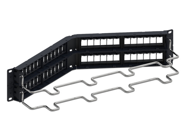 Panel de parcheo CommScope modular angulado SL, UTP, 2U, 48 puertos.