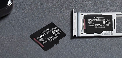 Memoria Kingston Canvas Select Plus MicroSDXC UHS-I U1 V10 A1 de 64GB, Clase 10.