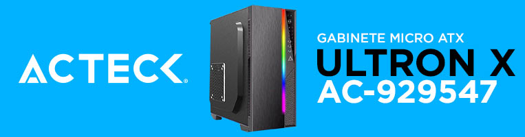 Gabinete Acteck Ultron X, Micro ATX, Fuente de poder 500W. Color Negro.