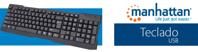 Teclado Manhattan 175708, Estándar, USB. Color Negro.