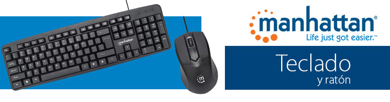 Kit de Teclado y Mouse Manhattan 178464, USB. Color Negro.