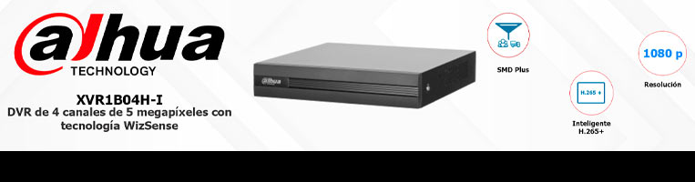 DVR Pentahíbrido Dahua DH-XVR1B04H, 4 canales BNC 5MP Lite, 2 canales IP adicionales hasta 6MP ...