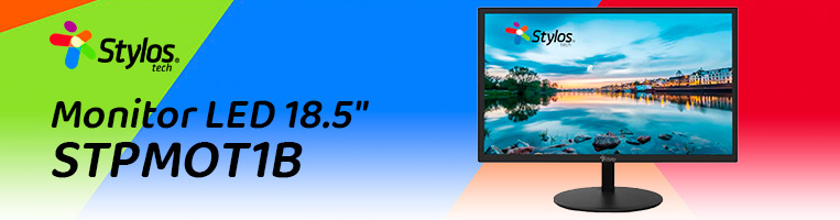 Monitor LED Stylos STPMOT1B de 18.5", Resolución 1366 x 768 (HD), 5 ms.