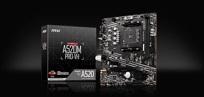 T. Madre MSI A520M PRO-VH, Chipset AMD A520M, Soporta: AMD Ryzen 3ra, 4ta y 5ta Generación ...