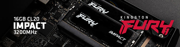 Memoria SODIMM Kingston FURY Impact DDR4 PC4-25600 (3200MHz), CL20, 16GB.