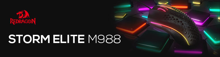 Mouse Óptico Gamer Redragon STORM ELITE M988, hasta 32000 DPI, USB, Color Blanco.