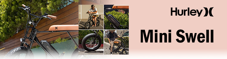 Bicicleta Eléctrica Hurley Bike Mini Swell, hasta 32 Km/h, Color Negro.