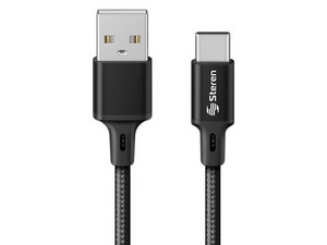 Cable Steren USB A USB C Tipo Cordón de 1.9m. Color Negro.