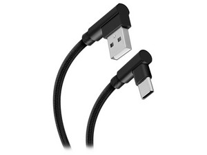 Cable Steren de USB-A a USB-C, Conectores a 90 grados, 1.2m, Color Negro.