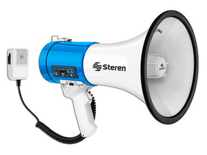 Megáfono Steren con Micrófono Tipo Patrullero, Lector USB, SD. Color ...