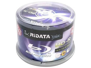 Paquete de 50 Blu-ray BD-R Ridata de 25GB, 10x.