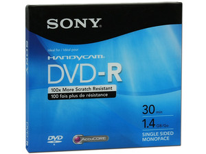 Mini DVD-R Sony, 1.4GB, 30min, 1 pieza.