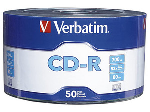 CD-R Verbatim de 700MB, 80min., 52x, Torre de 50 piezas.