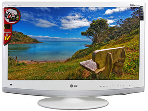Televisión LCD LG FLATRON Modelo M2762D-WM de 27" HDTV. Color Blanca