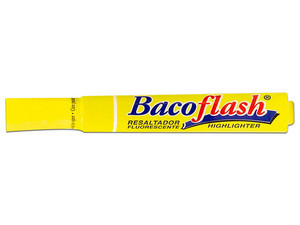 Marcador Fluorescente BacoFlash, Color Amarillo, 12 Piezas.