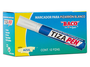 Marcador BACO TIZAPEN, Plástico, Color Azul, Paquete con 12 piezas.
