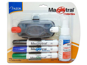 Paquete didáctico Magistral, incluye 4 marcadores de colores surtidos (Rojo, Azul, Negro, Verde ...