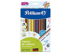 Colores Pelikan de madera, caja con 36 Piezas.