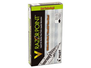 Marcador Pilot Razor Point, Punto Extra Fino, 12 piezas, Color Negro.