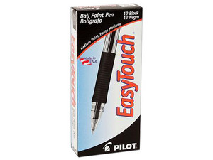 Bolígrafo Pilot Easy Touch, Punto Medio, Color Negro, (12 Piezas).