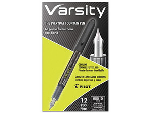 Pluma Tipo Fuente Pilot, Color Negro, Desechable, (12 Pieza).