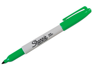 Marcador Permanente Sharpie, Punta Fina, Color Verde, (12 Piezas).