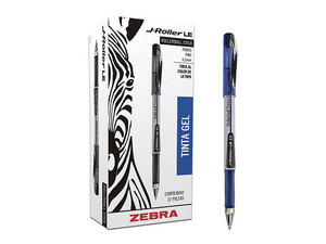 Bolígrafo Zebra J-Roller LE Gel, Punto Fino, Caja con 12 Piezas. Color Azul.
