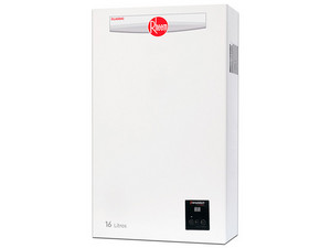 Boiler de paso Rheem RHIN-CHL16P, gas LP, 16L, color blanco.