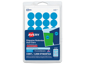 Etiquetas Avery Circulares de 19 mm, Color Azul, (1008 Unidades).