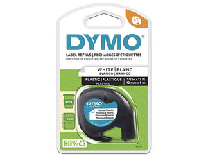 Cinta para etiquetadora Dymo Letratag, color negro sobre blanco ...