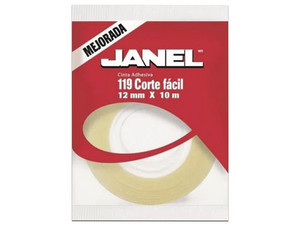 Cinta Adhesiva Transparente Janel Corte Fácil, 12 mm x 10m, Bolsa con ...