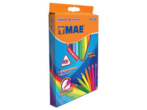 Colores Mae CMT-36L de madera, cuerpo triangular y largo. Caja con 36 ...