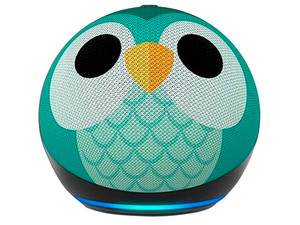 Bocina Inteligente Amazon Echo Dot 5ta Gen Kids Búho, Wi-Fi 5. Color Verde.