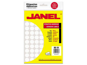 Etiquetas Adhesivas Janel Econopack, Redonda 00x19mm, C/1260.