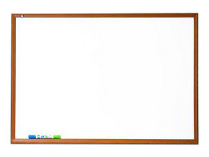 Pizarrón para Borrado en Seco GBC, 60x90 cm, Blanco con Marco en Color Café