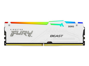 Memoria DIMM Kingston Fury Beast RGB White DDR5, PC5-41600 (5200MHz), CL40, 16GB.